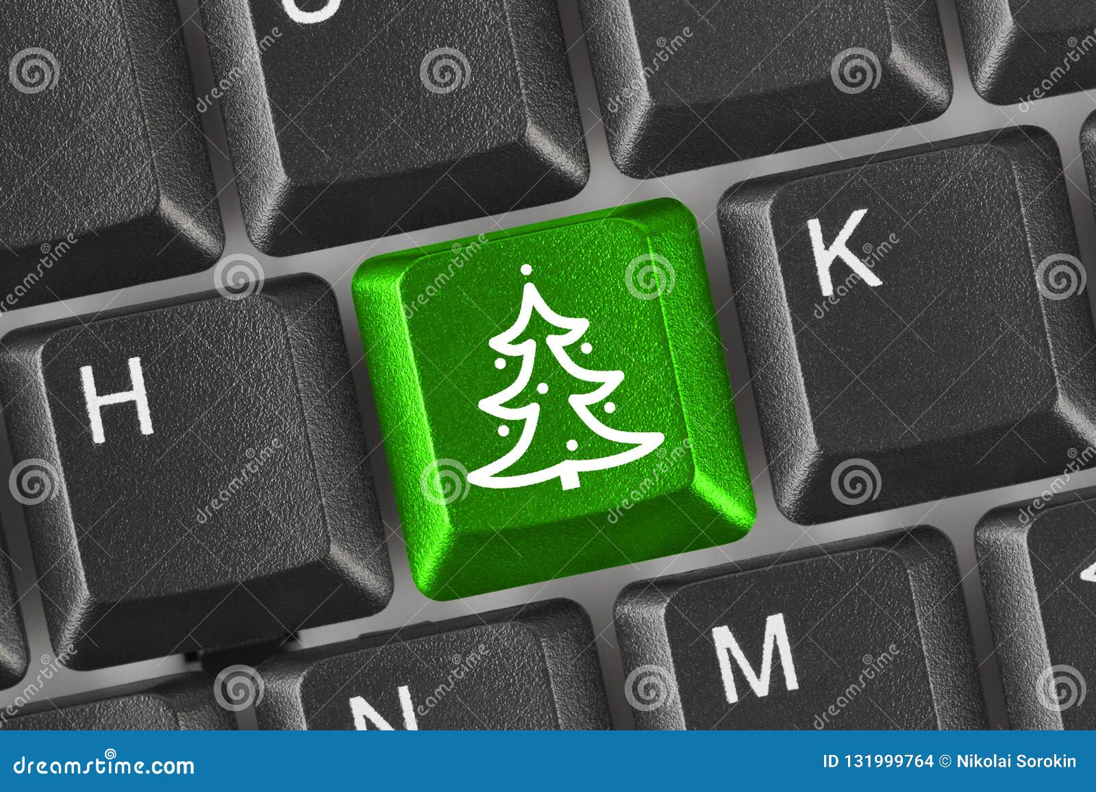 Computer Keyboard with Christmas Tree Key Stock Photo - Image of ...