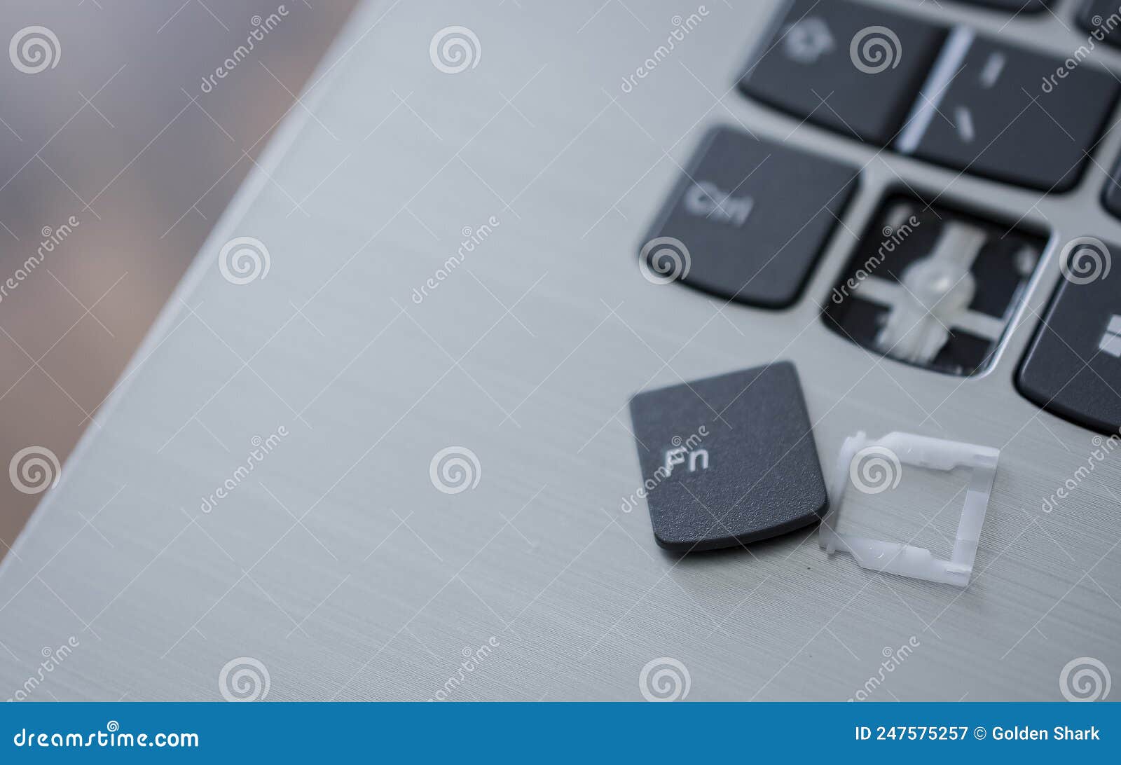 Computer Keyboard Close Up Photo with Broken Button Stock Image - Image ...