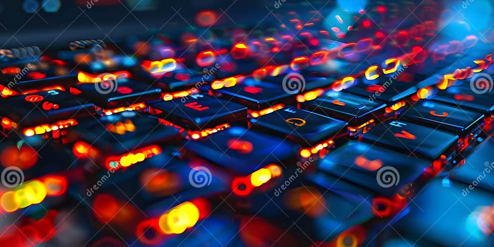 Computer Keyboard With Coding Symbols And Screen Reflection Close Up 4952
