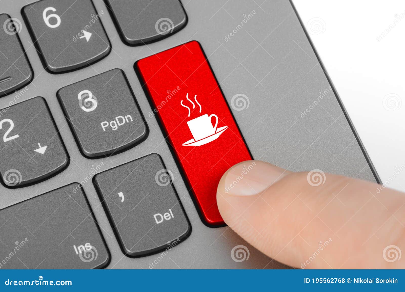 Computer Keyboard with Coffee Key Stock Photo - Image of breakfast ...