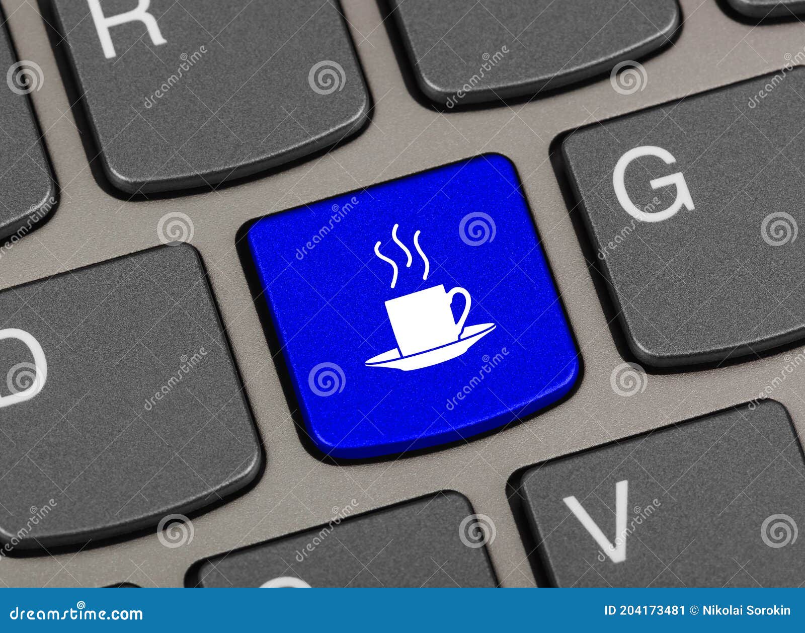 Computer Keyboard with Coffee Key Stock Image - Image of internet ...