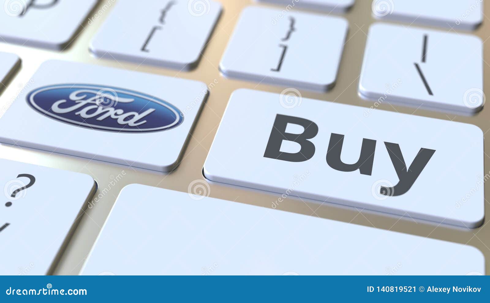 Computer Keyboard with FORD Logo and Buy Text on the Keys. Editorial 3D ...