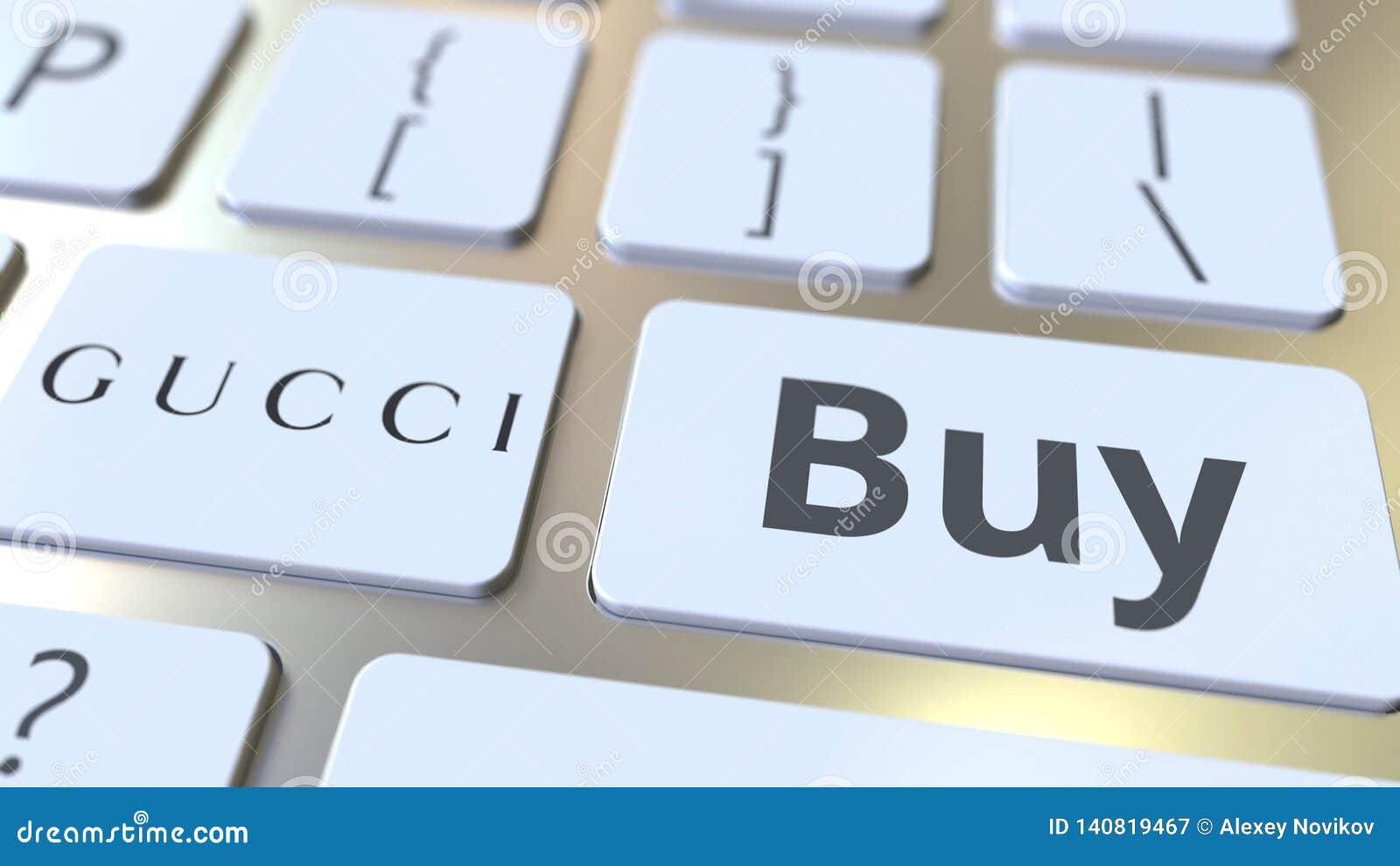 Computer Keyboard with GUCCI Logo and Buy Text on the Keys. Editorial ...
