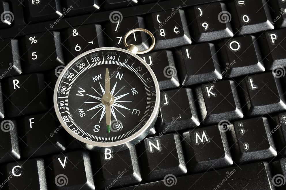Computer Keyboard and Compass Stock Photo - Image of travel, global ...