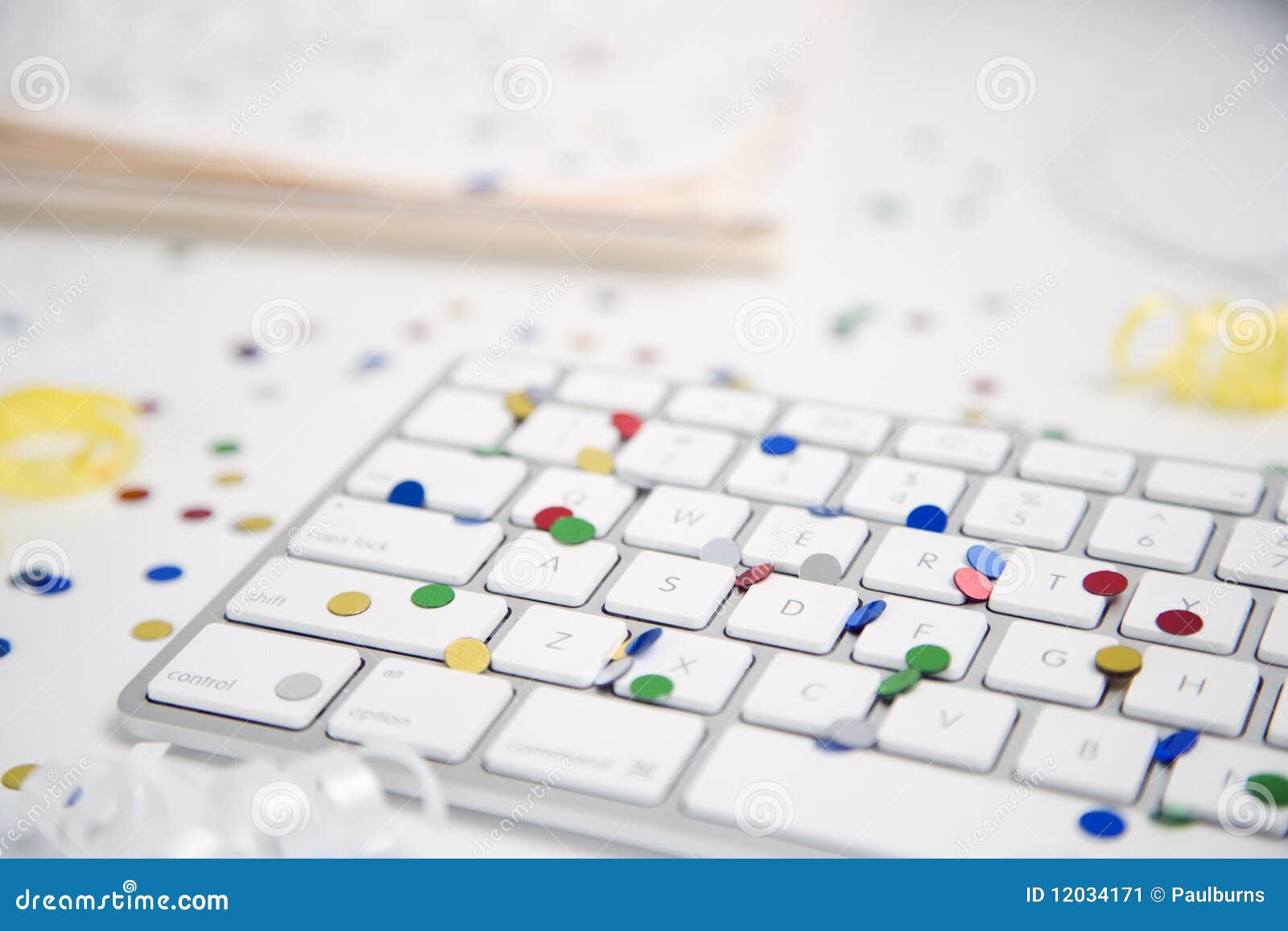 Computer Keyboard and Confetti Editorial Photo - Image of ribbons ...
