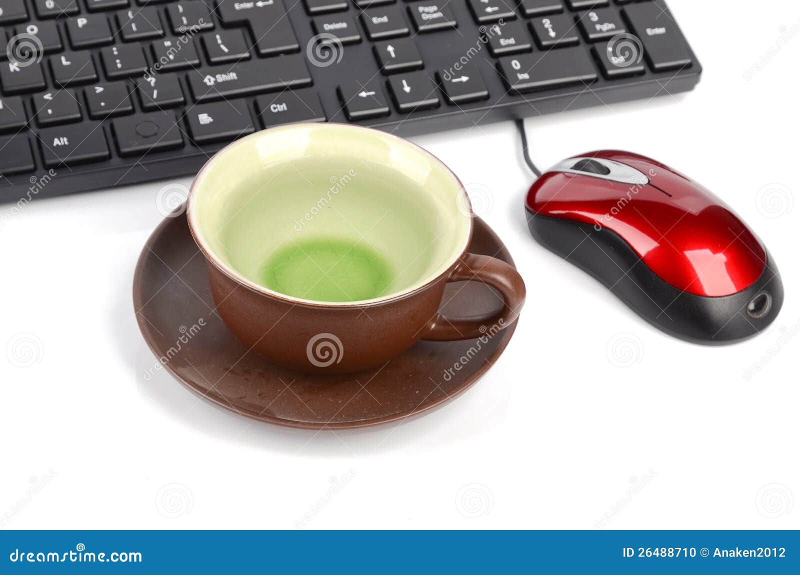 Computer Keyboard and Cup of Tea Stock Photo - Image of black, color ...