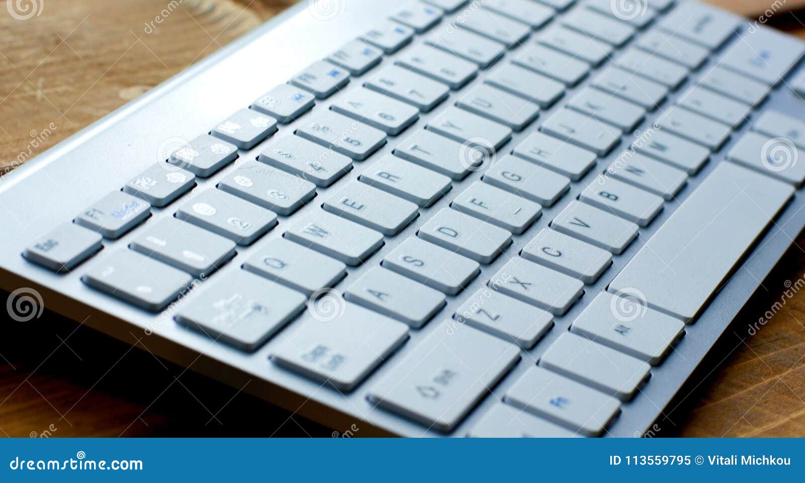 Computer Keyboard and on the Desk Close Up. Stock Image - Image of work ...