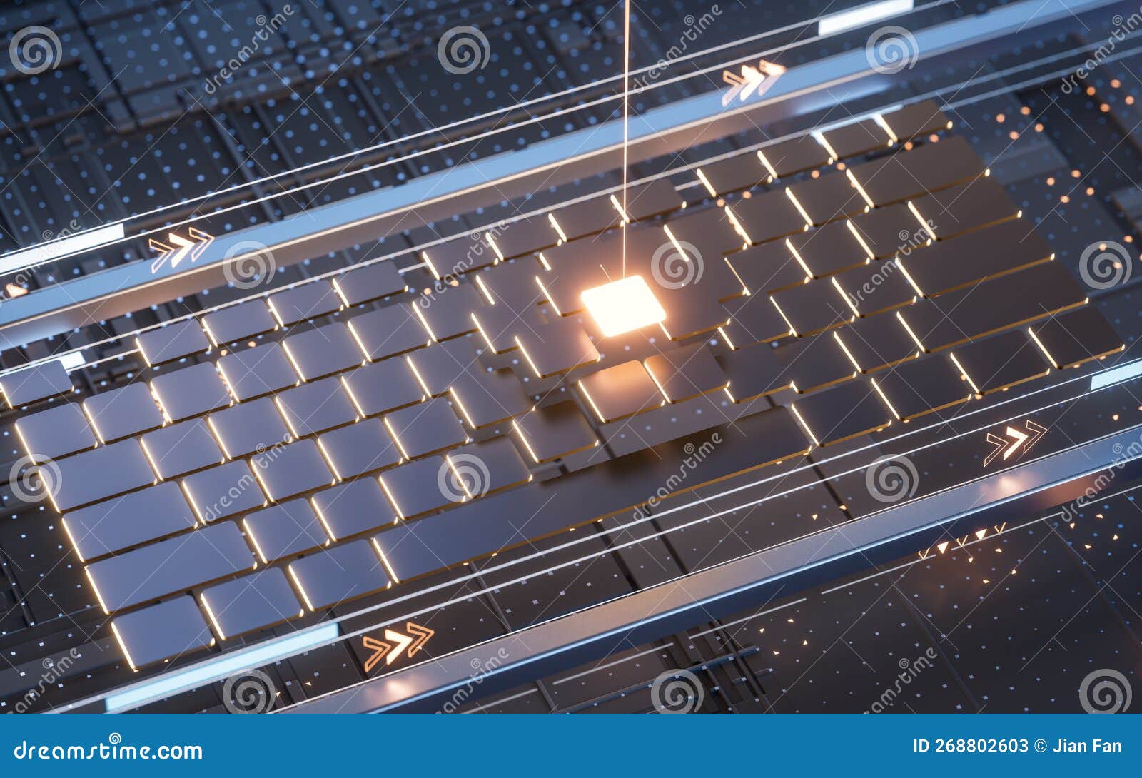 Computer Keyboard with Digital Cyberspace Background, 3d Rendering ...