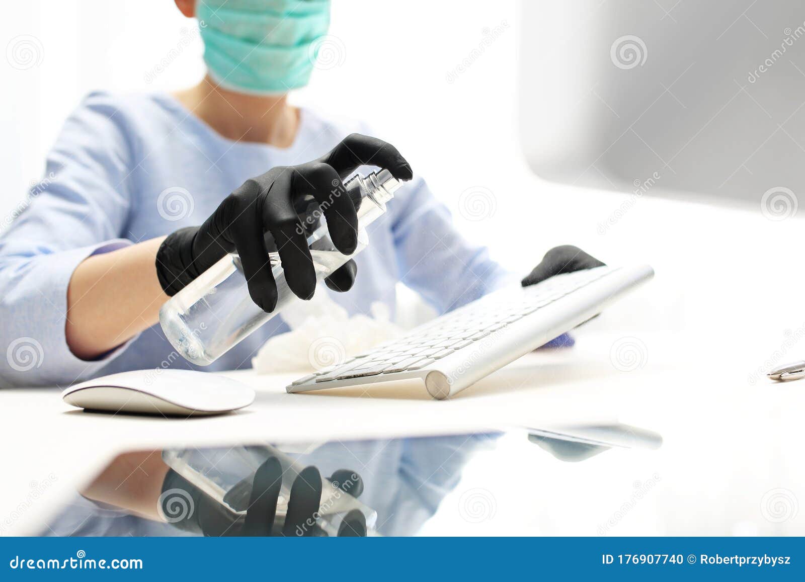 Computer Keyboard Disinfection. Stock Photo - Image of computer ...