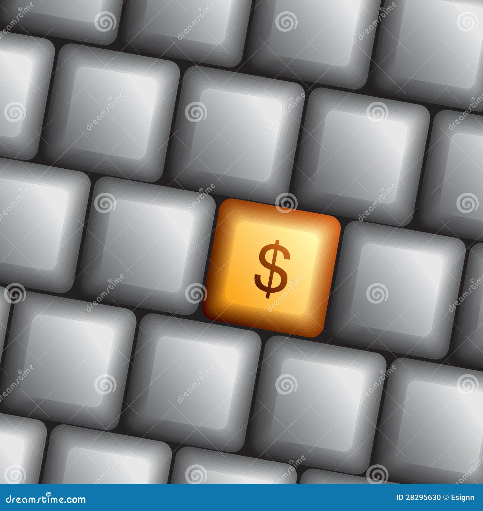 Computer Keyboard with Dollar Sign Key Stock Vector - Illustration of ...