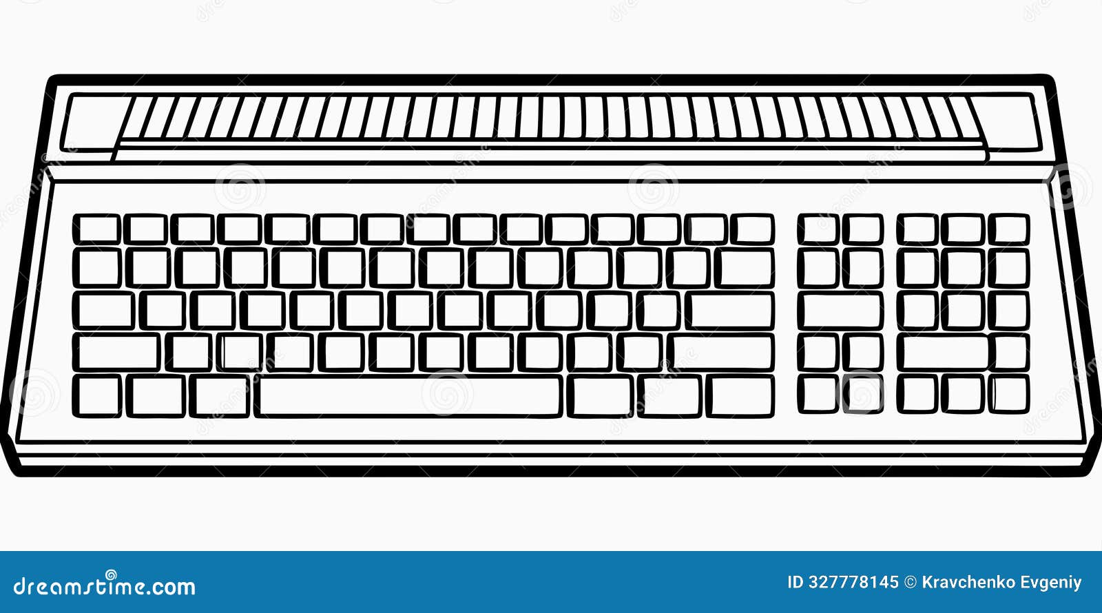 Computer Keyboard Drawing in Black and White on White Background Stock ...