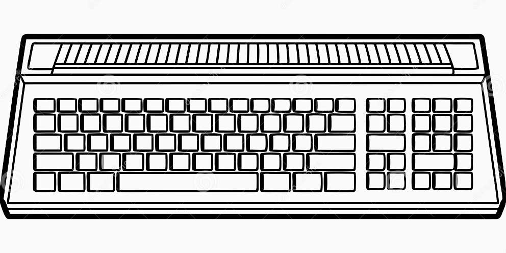 Computer Keyboard Drawing in Black and White on White Background Stock ...