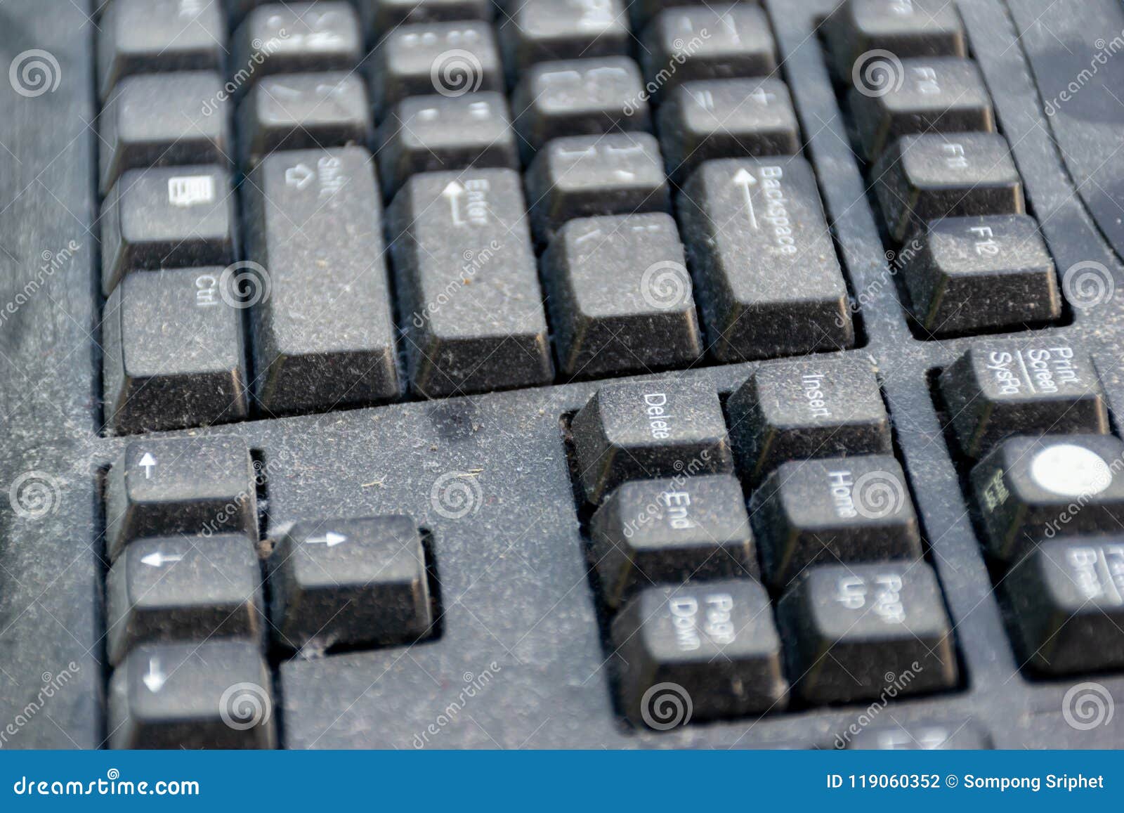 Computer Keyboard a dusty stock photo. Image of closeup - 119060352