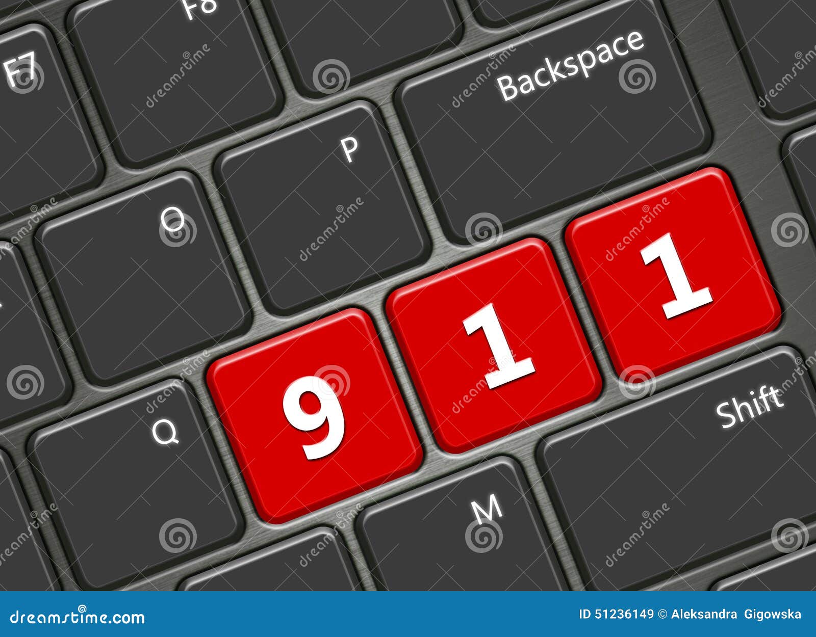 Computer Keyboard with 911 Emergency Number Stock Illustration ...