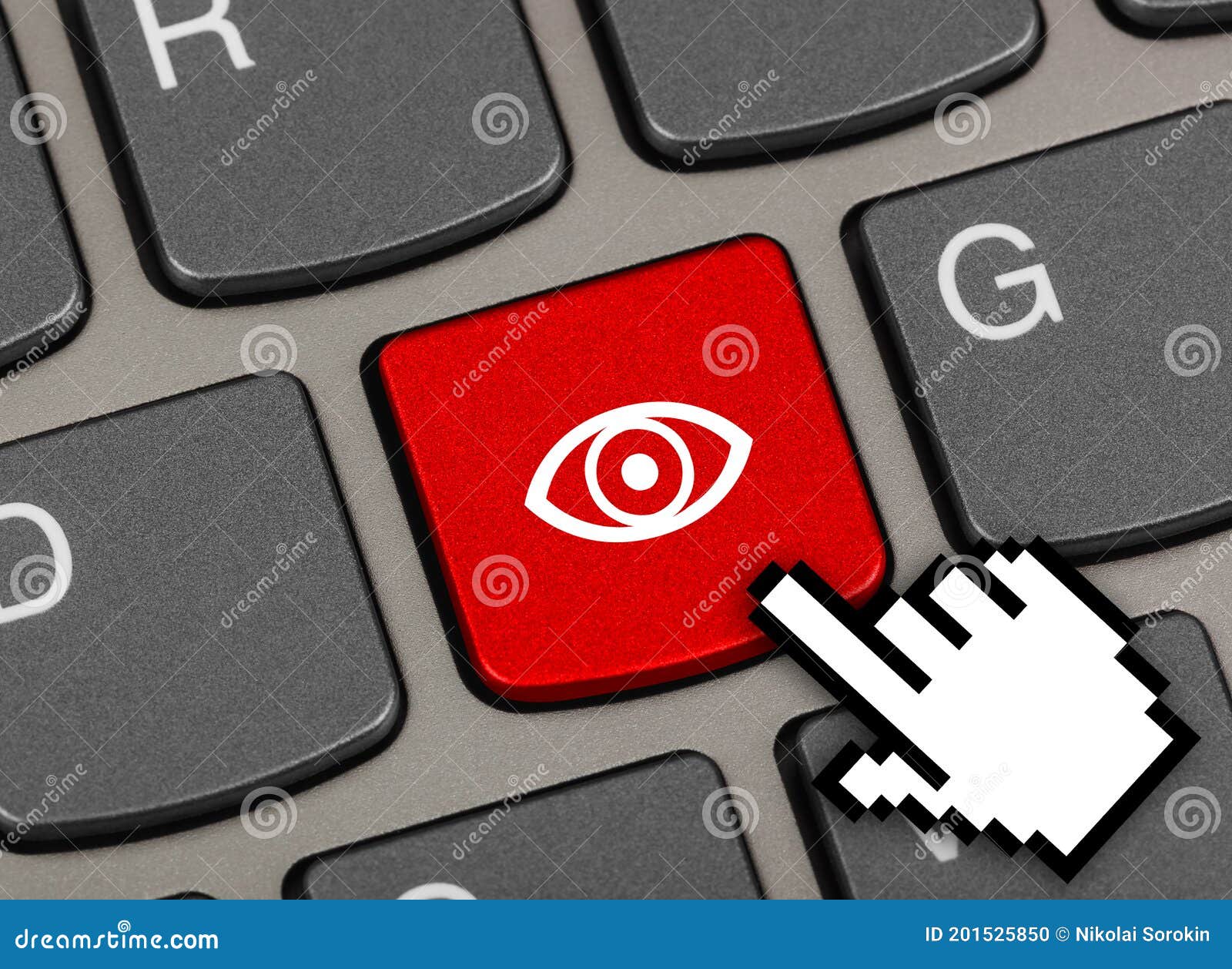 Computer Keyboard with Eye Key Stock Photo - Image of business, sign ...