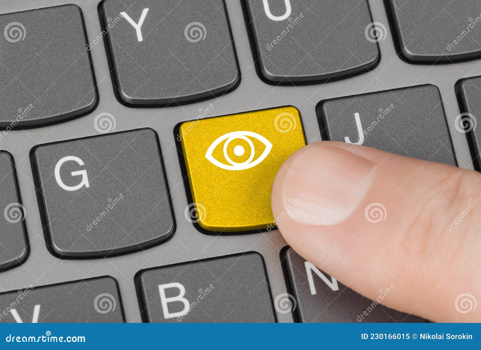 Computer Keyboard with Eye Key Stock Image - Image of hand, laptop ...