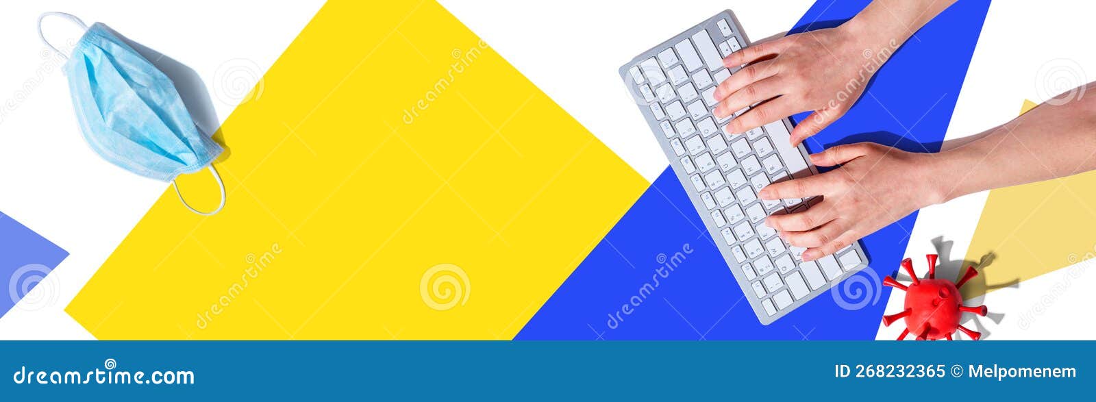 Computer Keyboard with a Face Mask - Covid Theme Stock Image - Image of ...