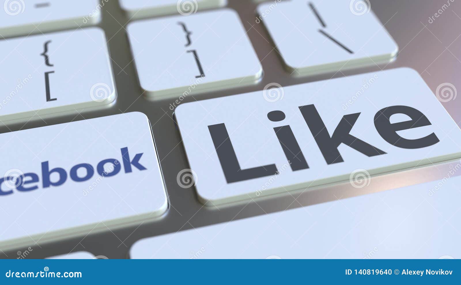 Computer Keyboard with FACEBOOK Logo and Like Text on the Keys ...