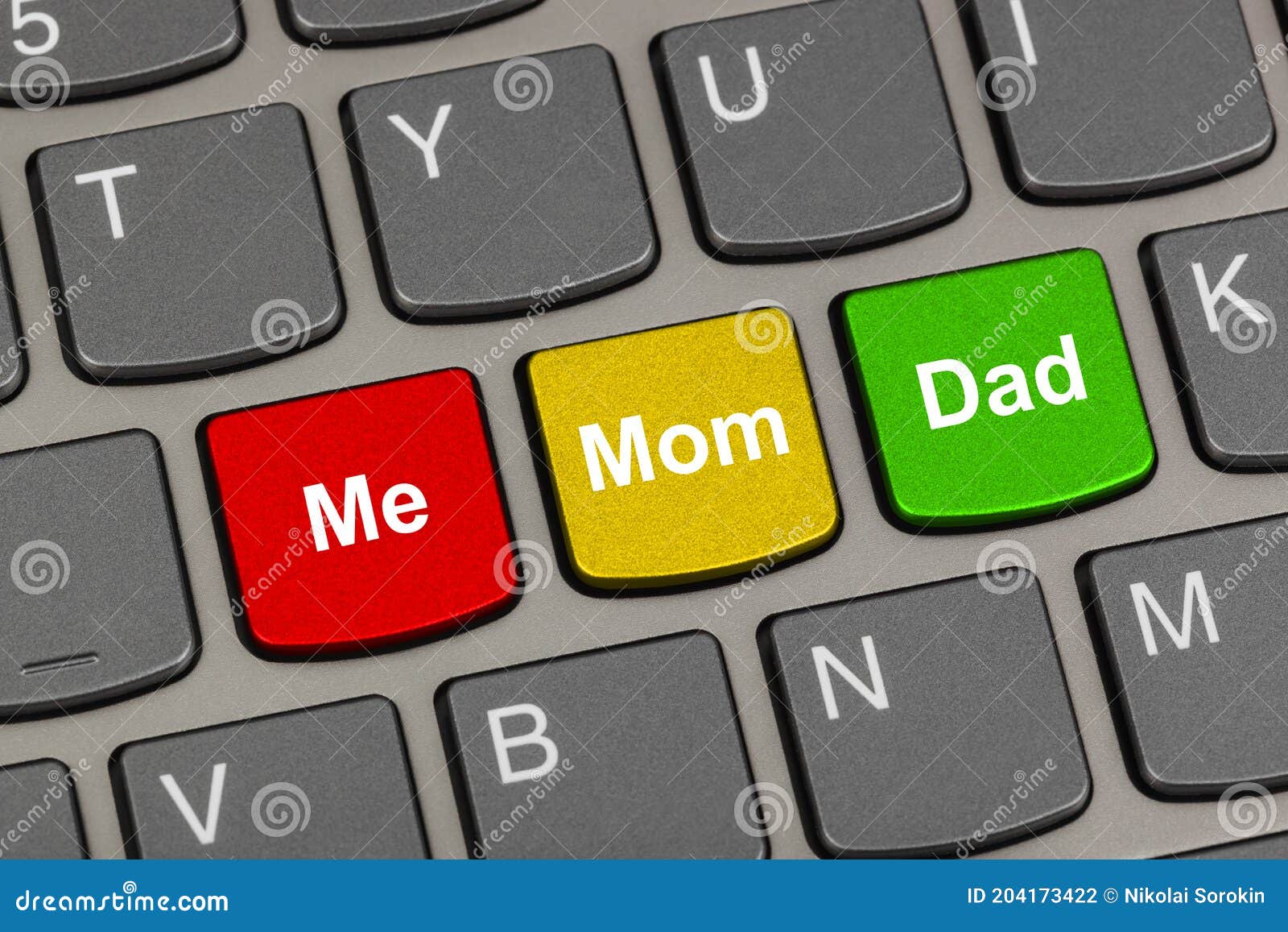 Computer Keyboard with Family Keys Stock Photo - Image of communication ...