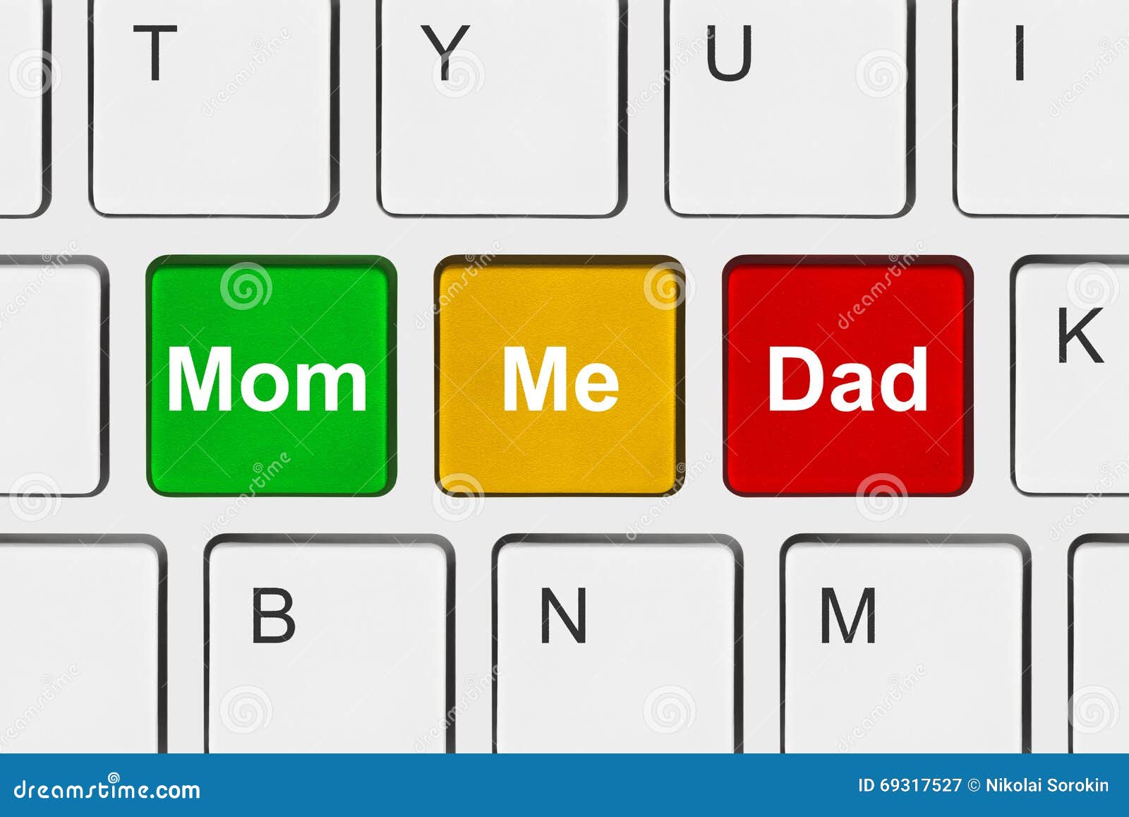Computer Keyboard with Family Keys Stock Image - Image of husband ...