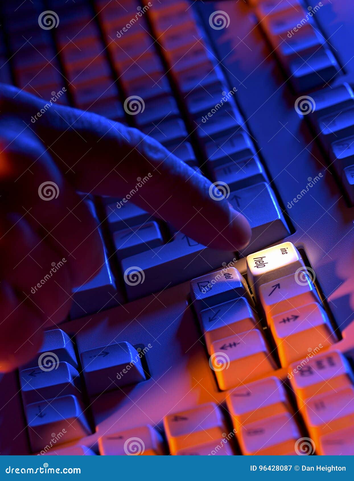 Computer Keyboard with Finger Pointing To Help Key Stock Image - Image ...