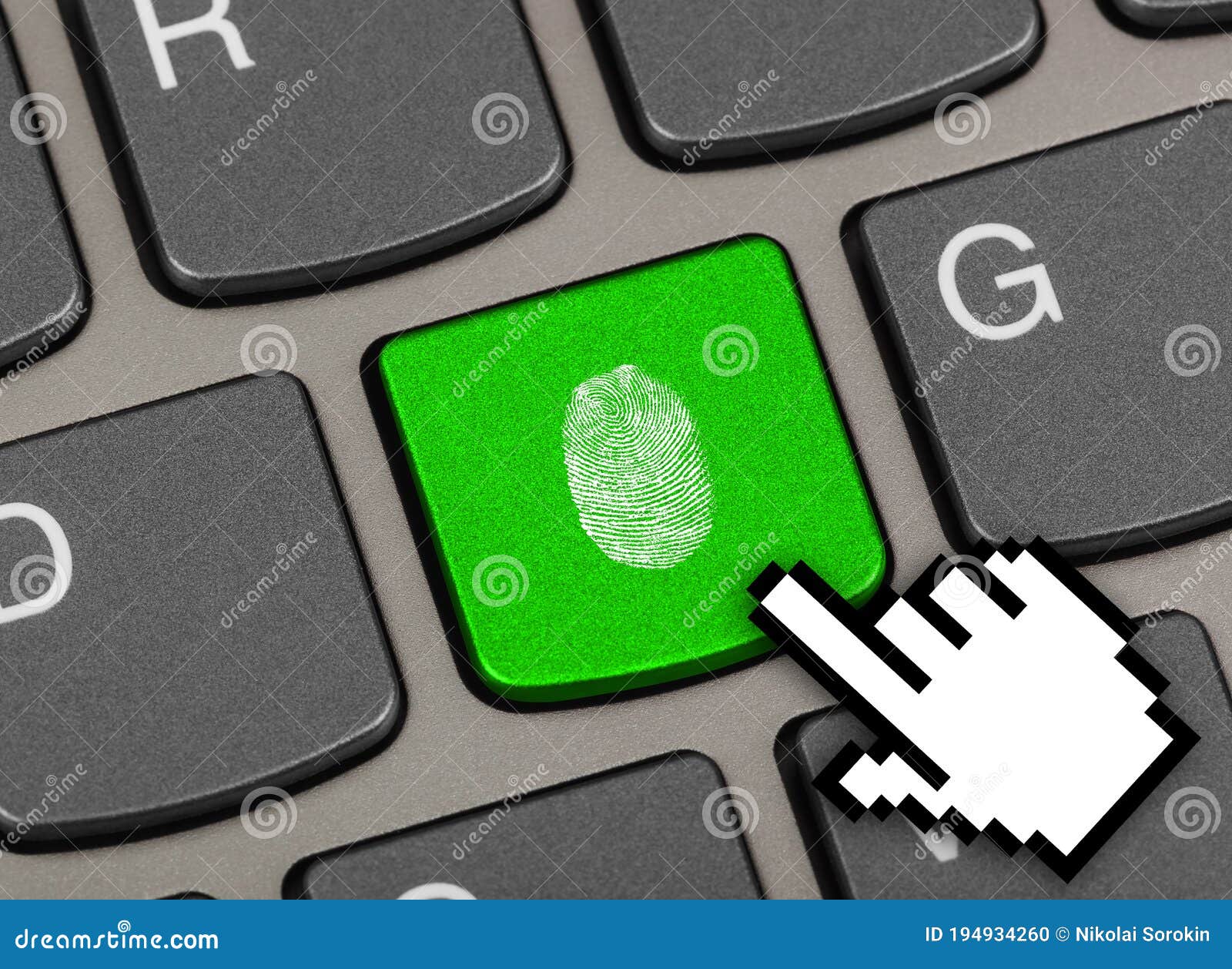 Computer Keyboard with Fingerprint Stock Photo - Image of identify ...