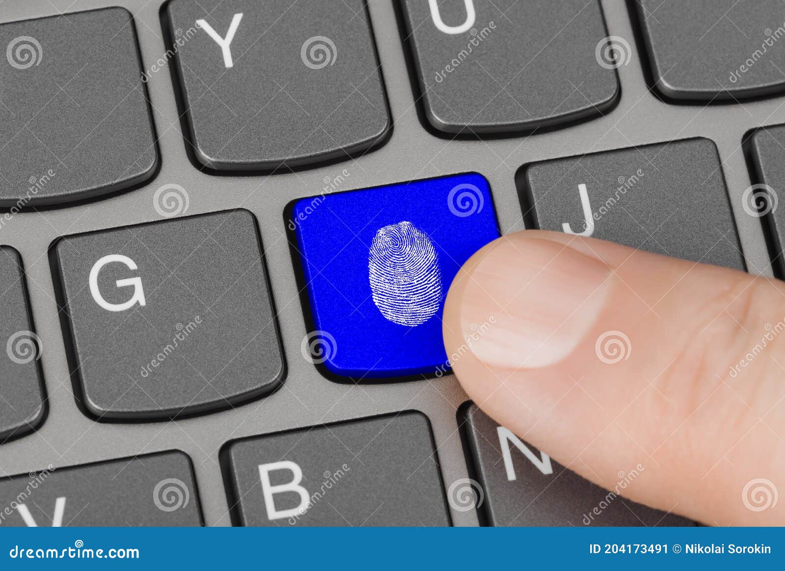 Computer Keyboard with Fingerprint Stock Image - Image of internet, human: 204173491
