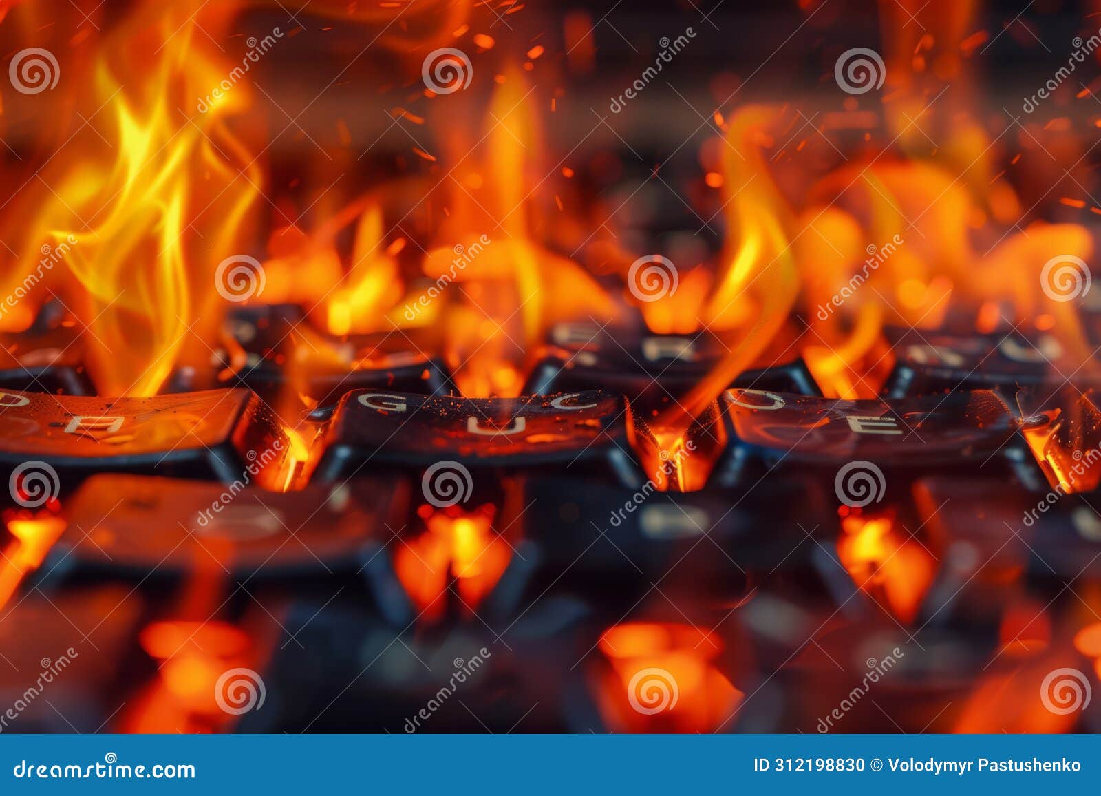 Computer Keyboard is on Fire Stock Photo - Image of heat, bonfire ...