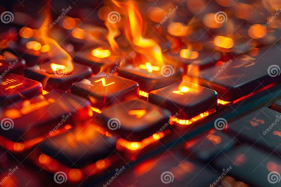 Computer Keyboard is on Fire Stock Image - Image of electronic, indoor ...