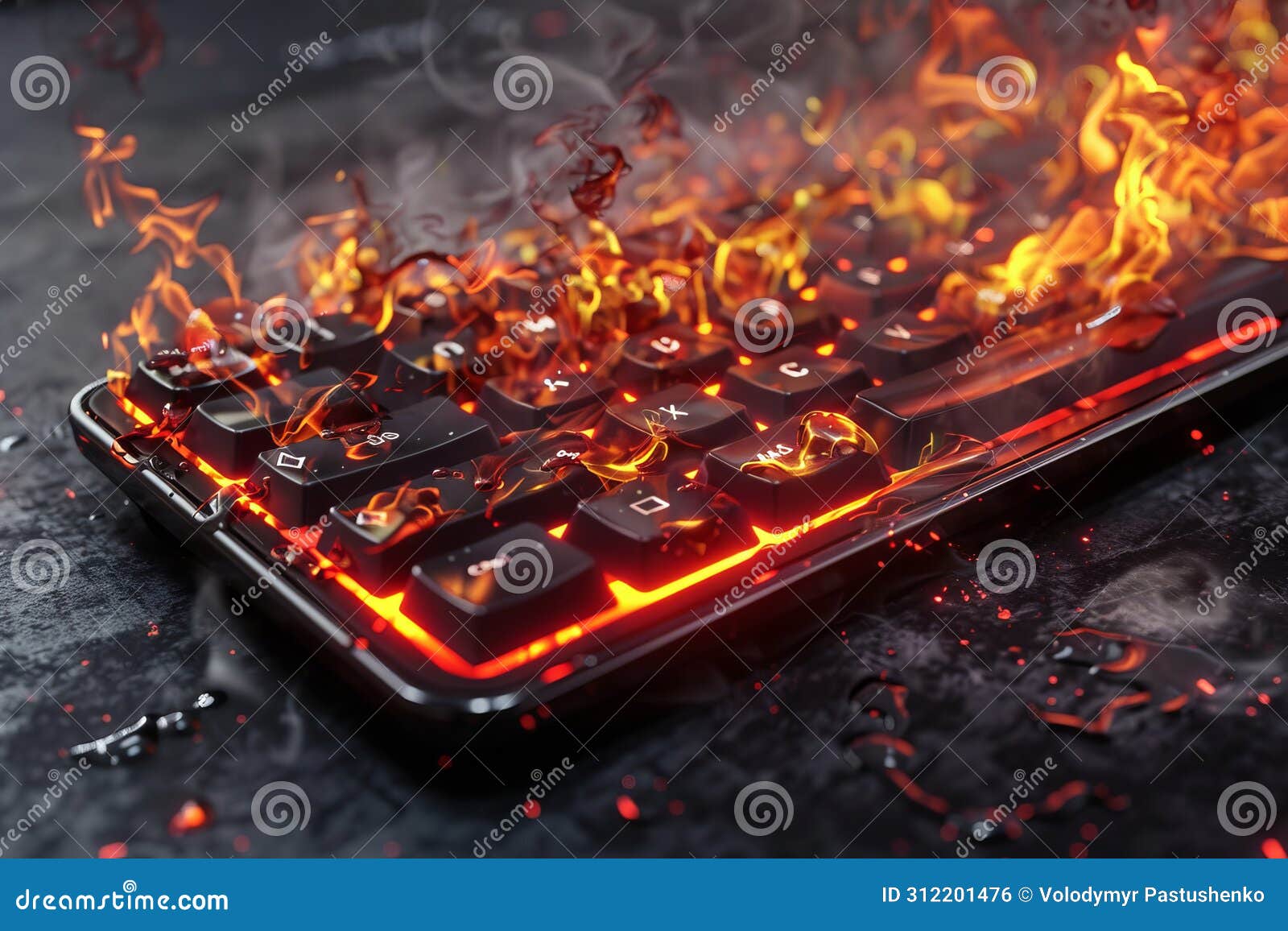 Computer Keyboard is on Fire Stock Photo - Image of fire, remote: 312201476