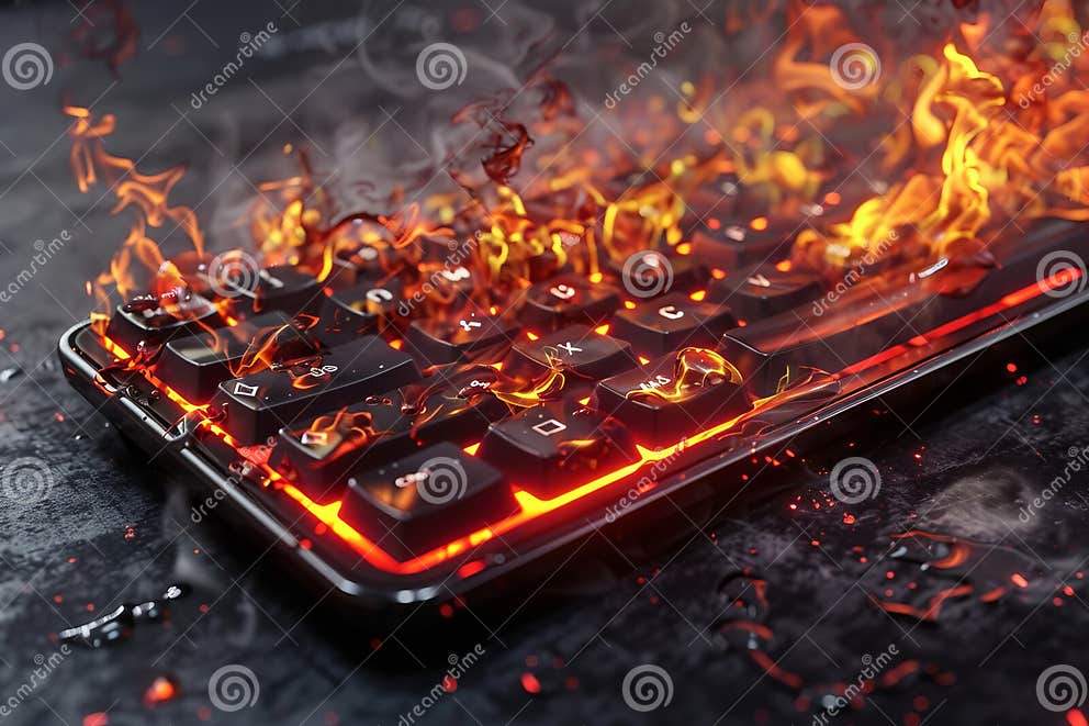 Computer Keyboard is on Fire Stock Photo - Image of fire, remote: 312201476