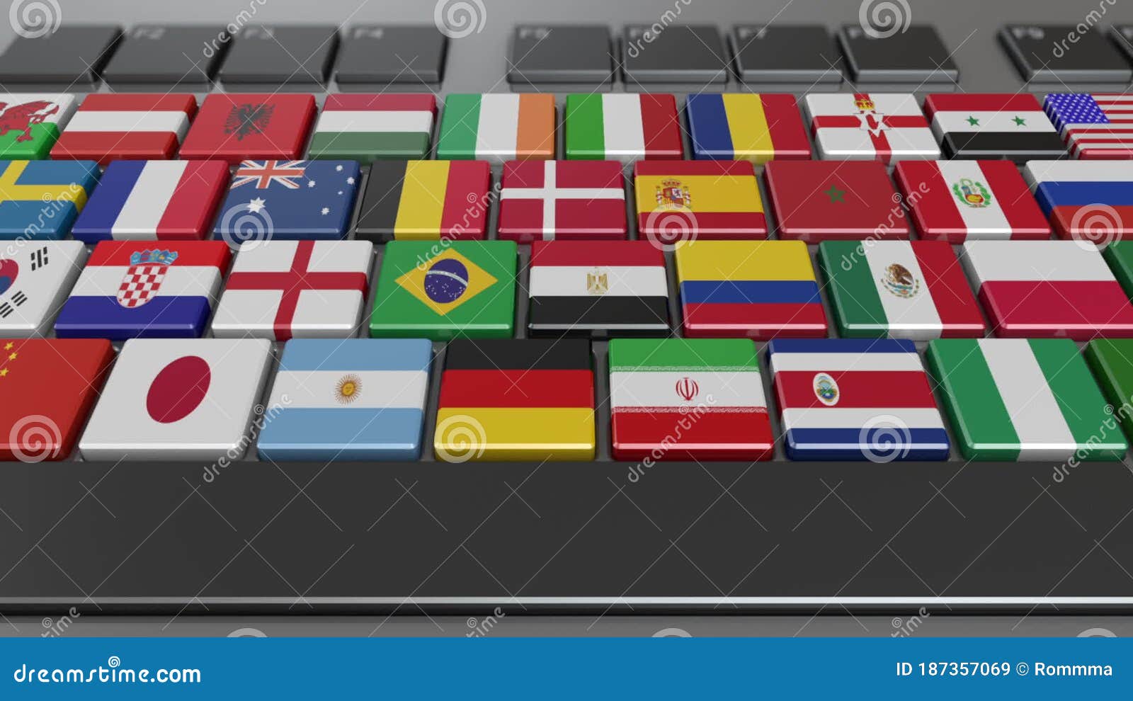 Computer Keyboard with Flags Stock Video - Video of european, online ...
