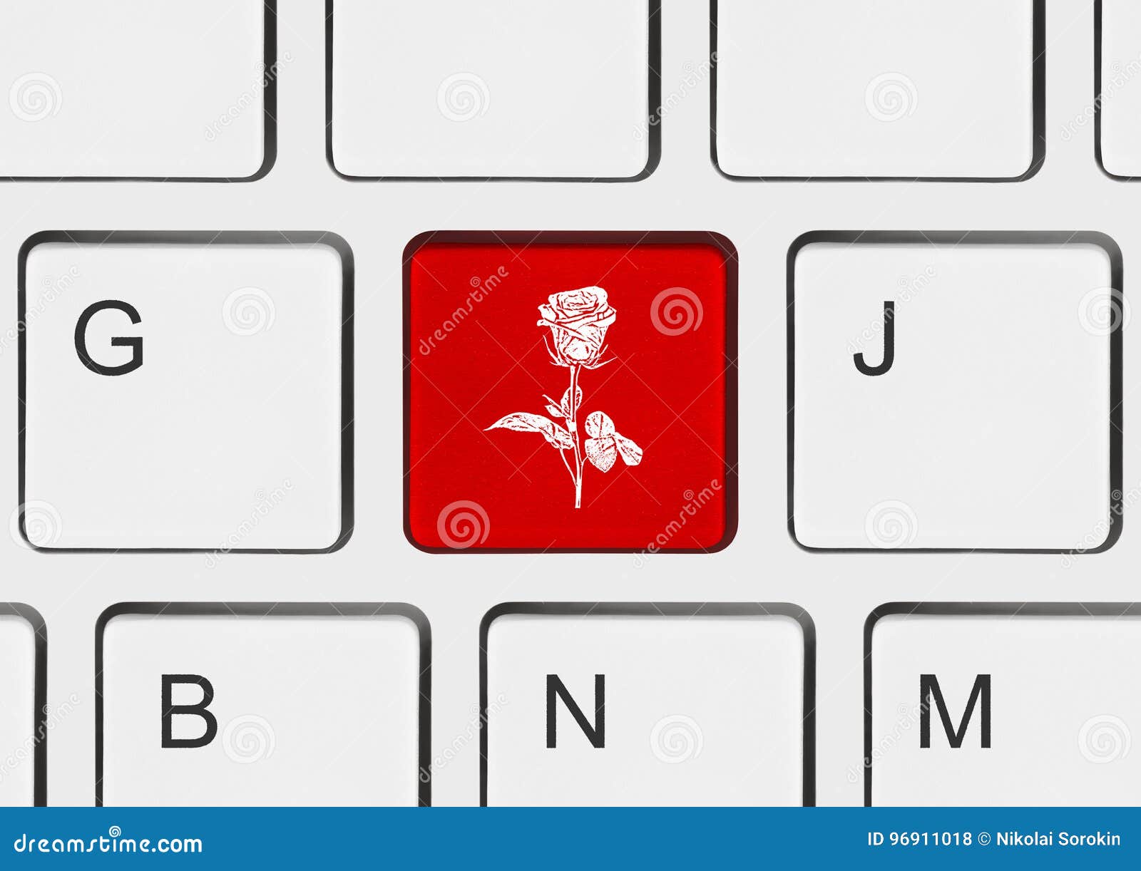 Computer Keyboard with Flower Key Stock Photo - Image of bouquet ...