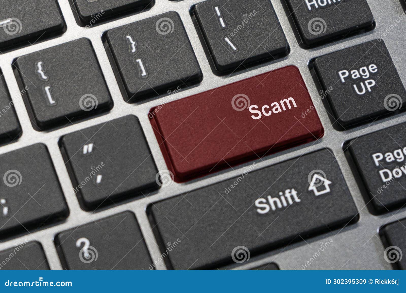 Computer Keyboard with Focus on Red SCAM Buttom Stock Image - Image of ...