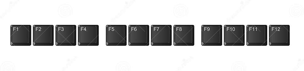 Computer Keyboard Function Keys, Black Stock Illustration ...