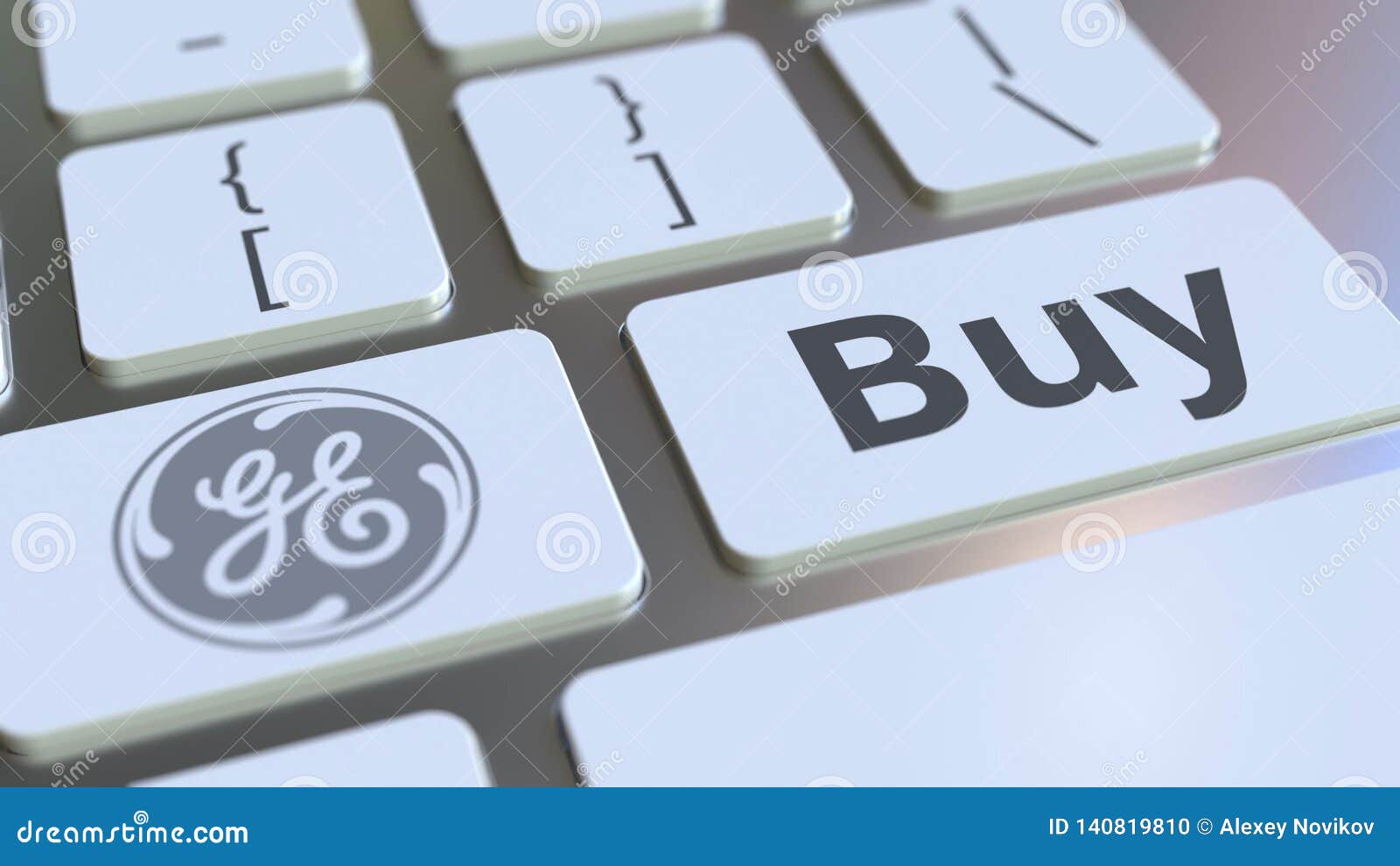 Computer Keyboard with GENERAL ELECTRIC Logo and Buy Text on the Keys ...