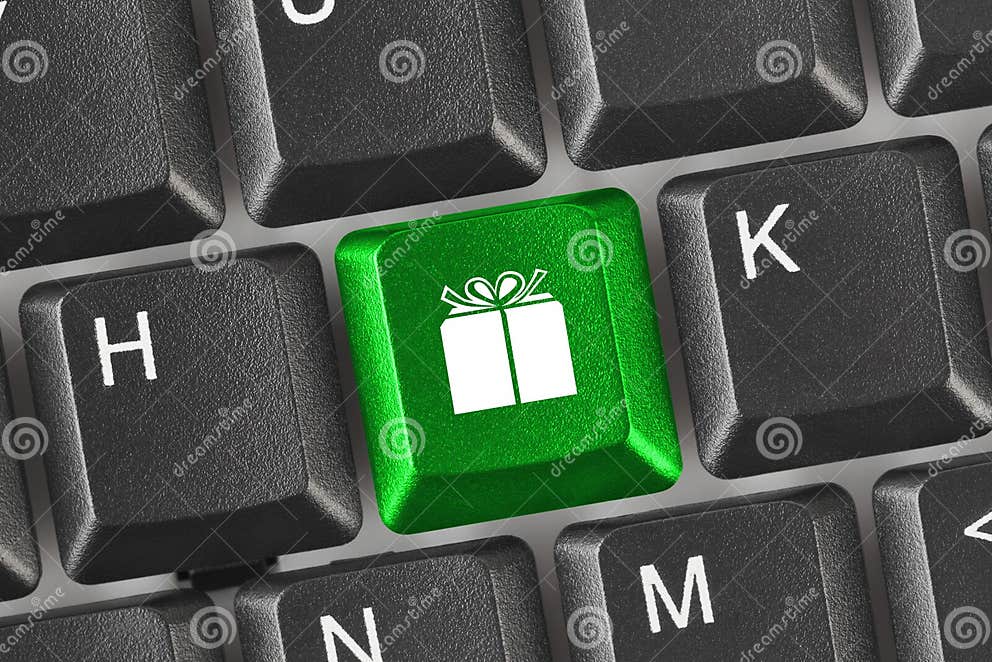 Computer Keyboard with Gift Key Stock Image - Image of internet ...