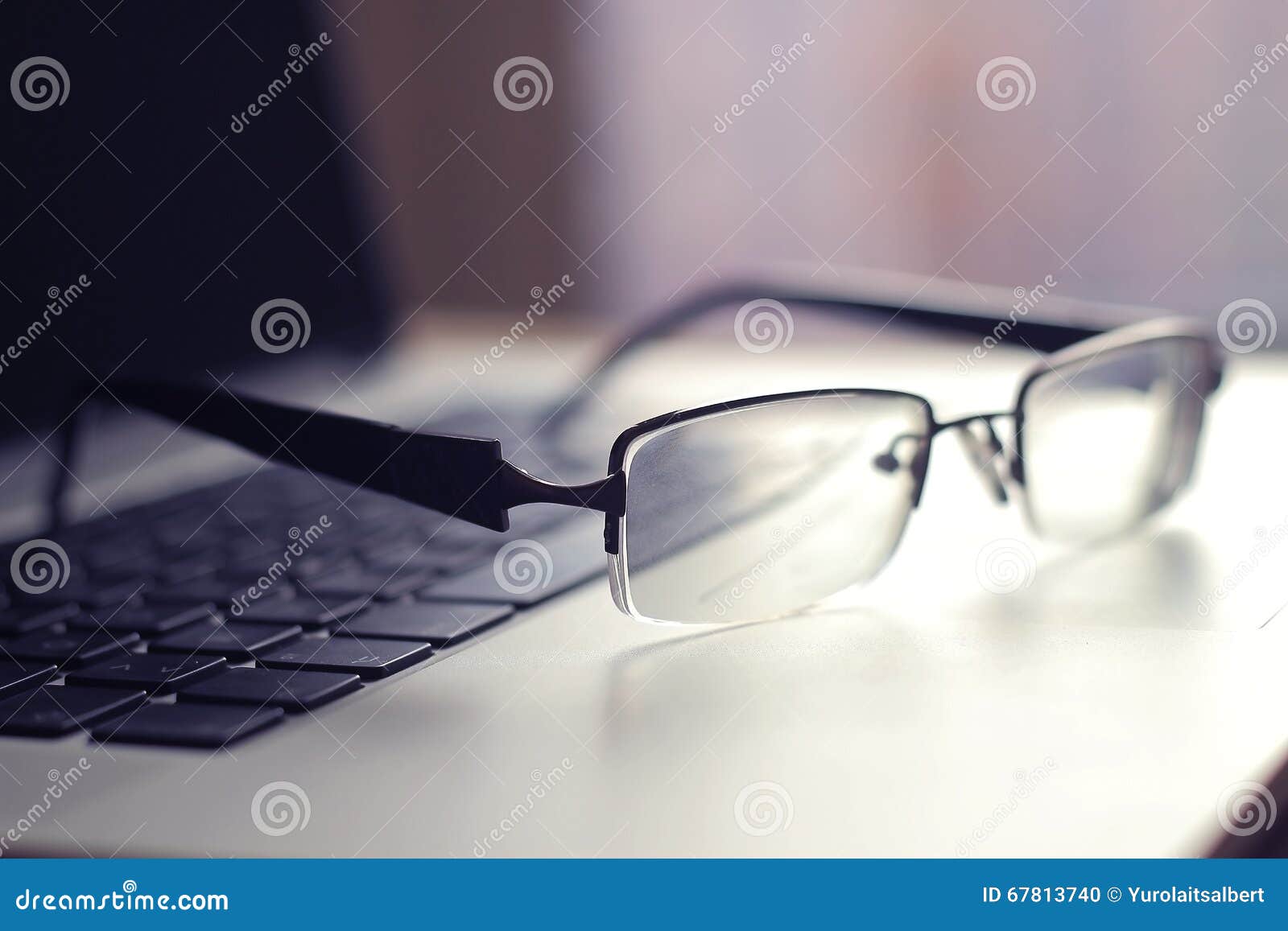 Computer Keyboard and Glasses Stock Photo - Image of computer, media ...