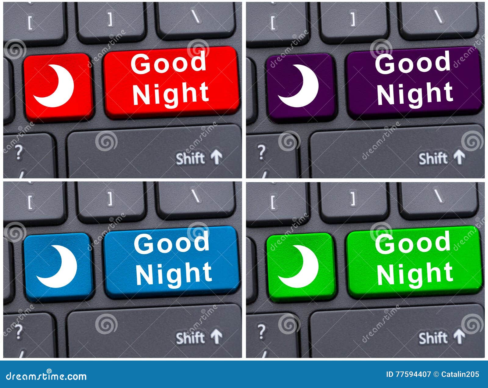 Computer Keyboard with Good Night Button Stock Image - Image of ...