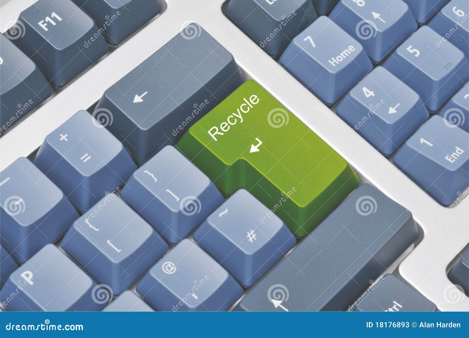 Computer Keyboard with Green Recycle Button Stock Illustration ...