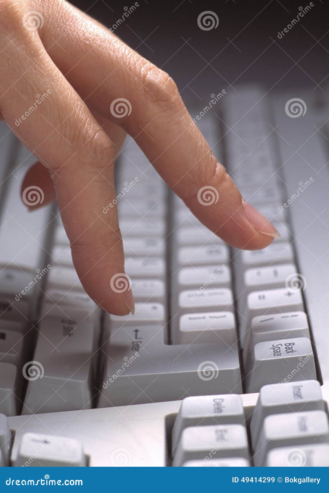 Computer keyboard and hand stock image. Image of technology - 49414299