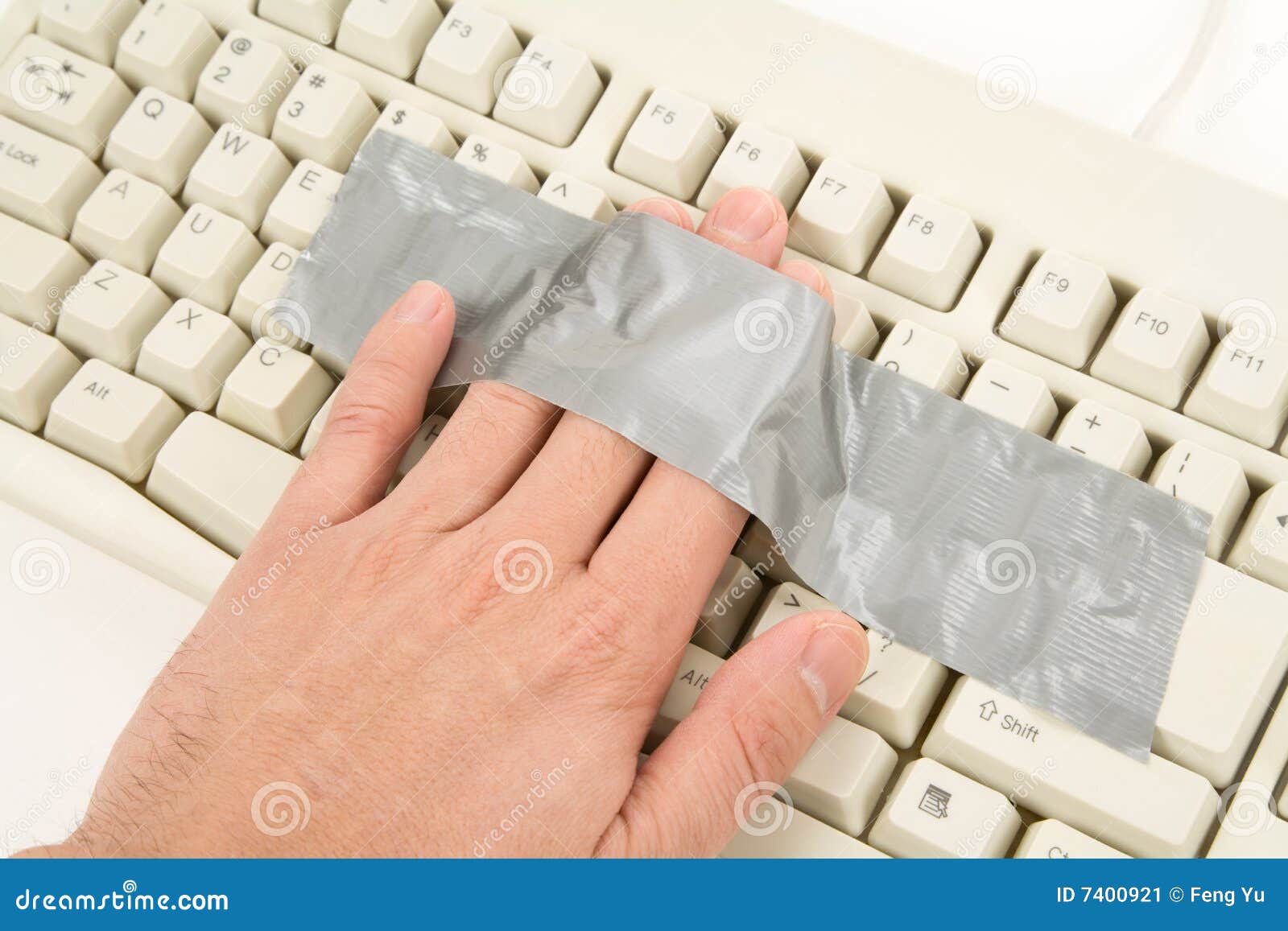 Computer Keyboard and hand stock image. Image of tape - 7400921