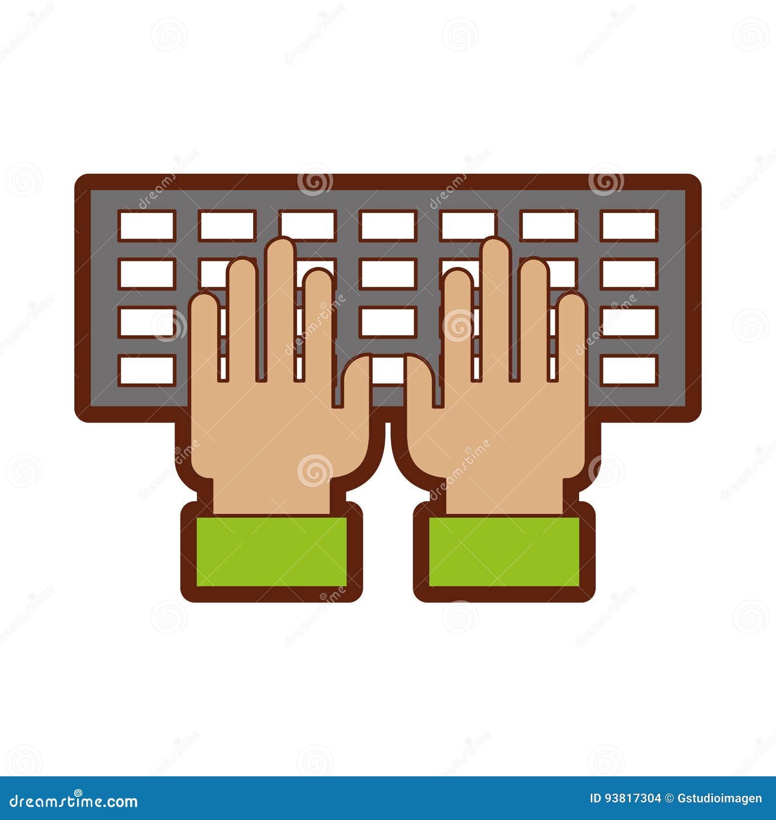 Computer Keyboard with Hands User Stock Vector - Illustration of ...