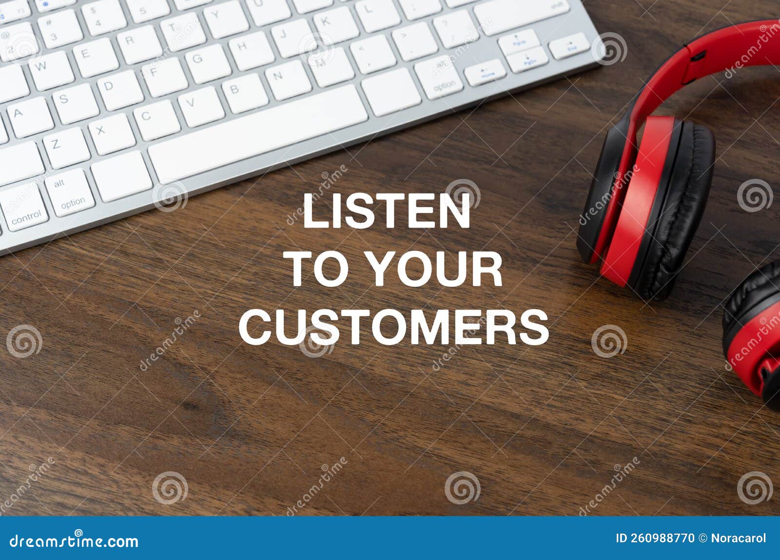 Computer Keyboard and Headphone with Text - Listen To Your Customers ...