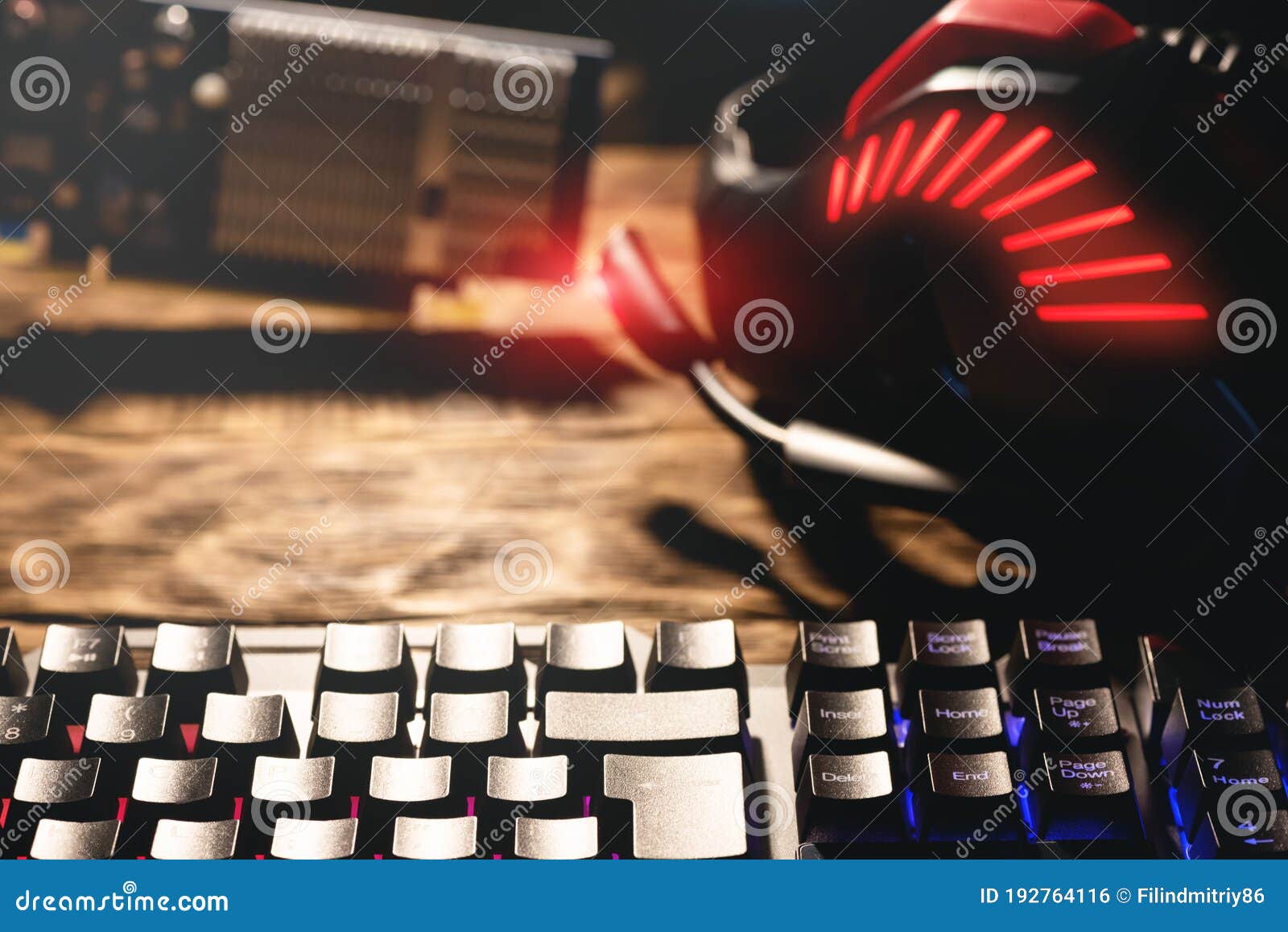 Keyboard and headset stock photo. Image of light, cyber - 192764116