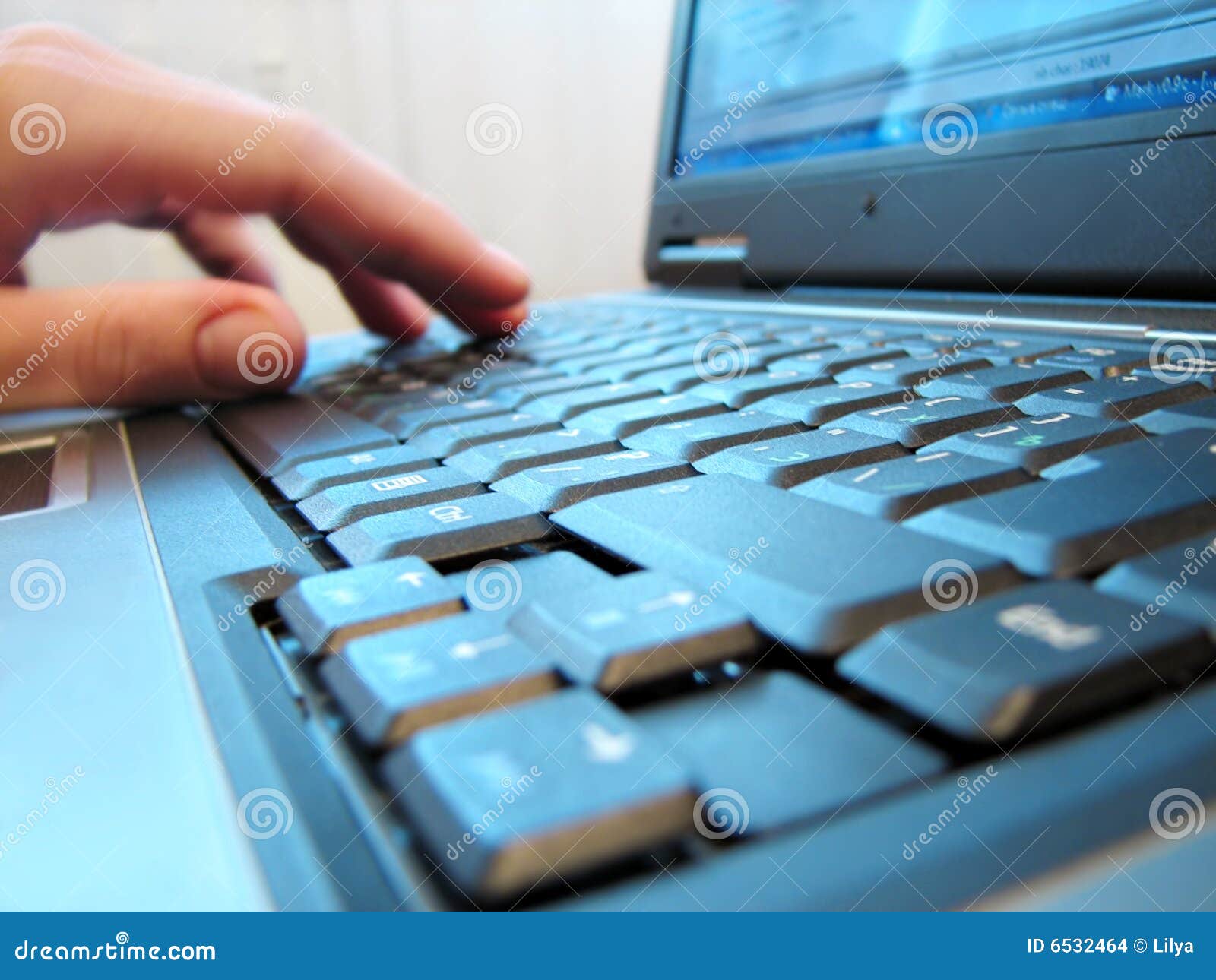 Computer Keyboard with Human Hand Stock Photo - Image of touching ...