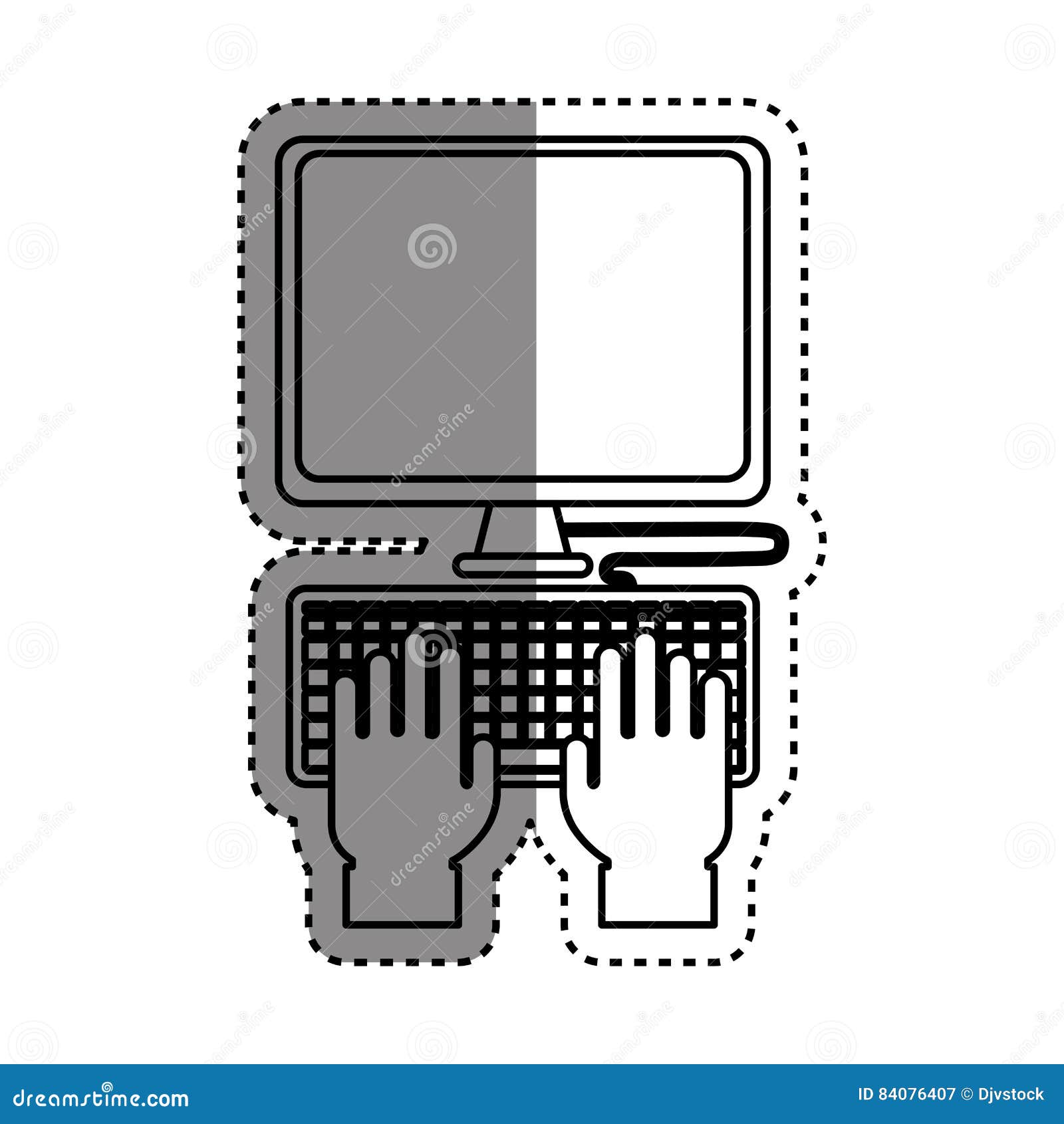 Computer with keyboard stock illustration. Illustration of computer ...