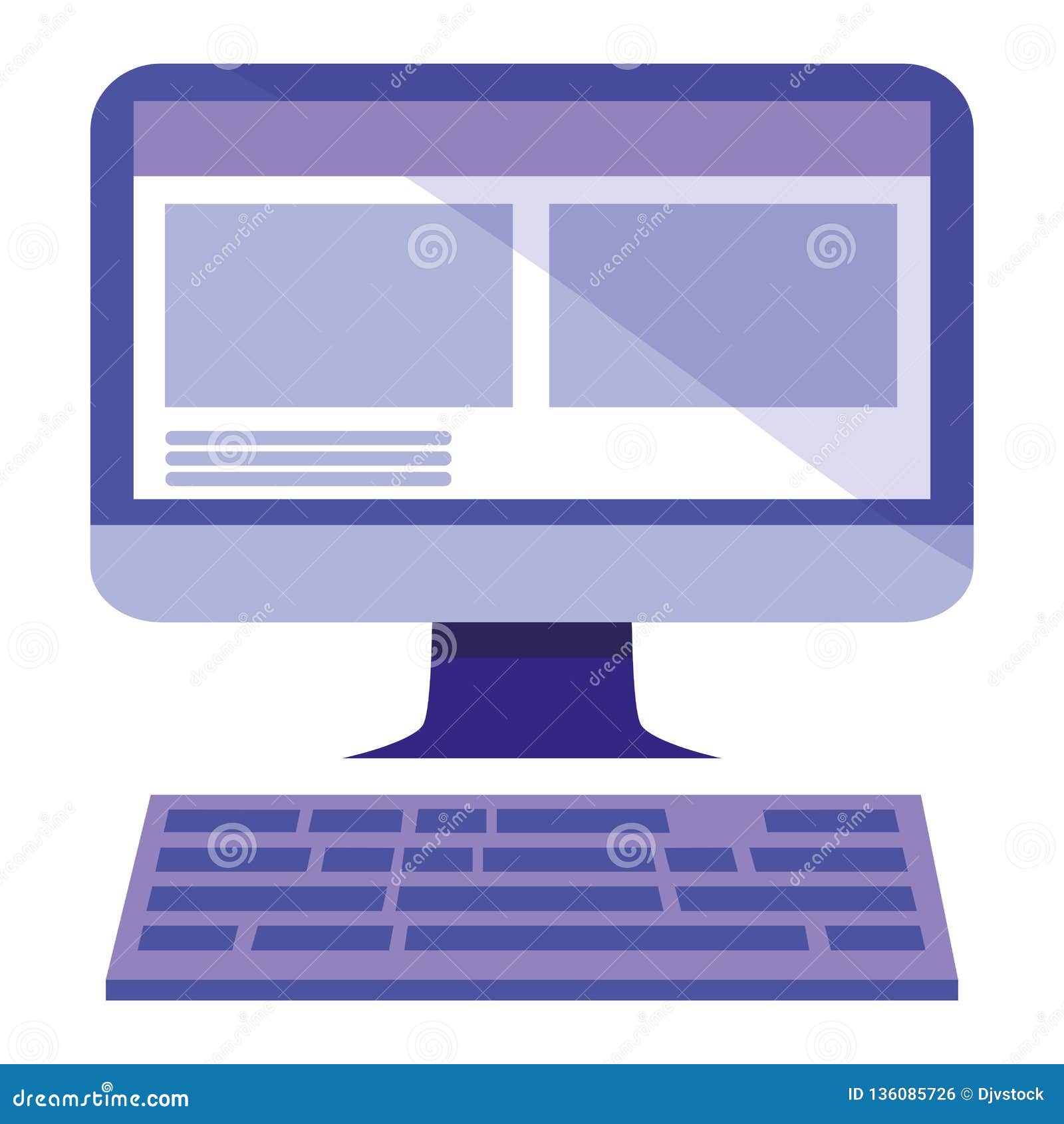 Computer with Keyboard Icon Stock Vector - Illustration of style ...