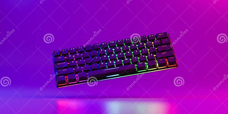 Computer Keyboard Floating in the Air. 3d Render Stock Illustration ...
