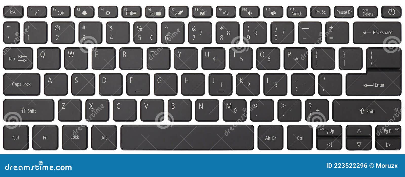 Computer Keyboard Isolated on White. Qwerty Layout. Stock Photo - Image ...